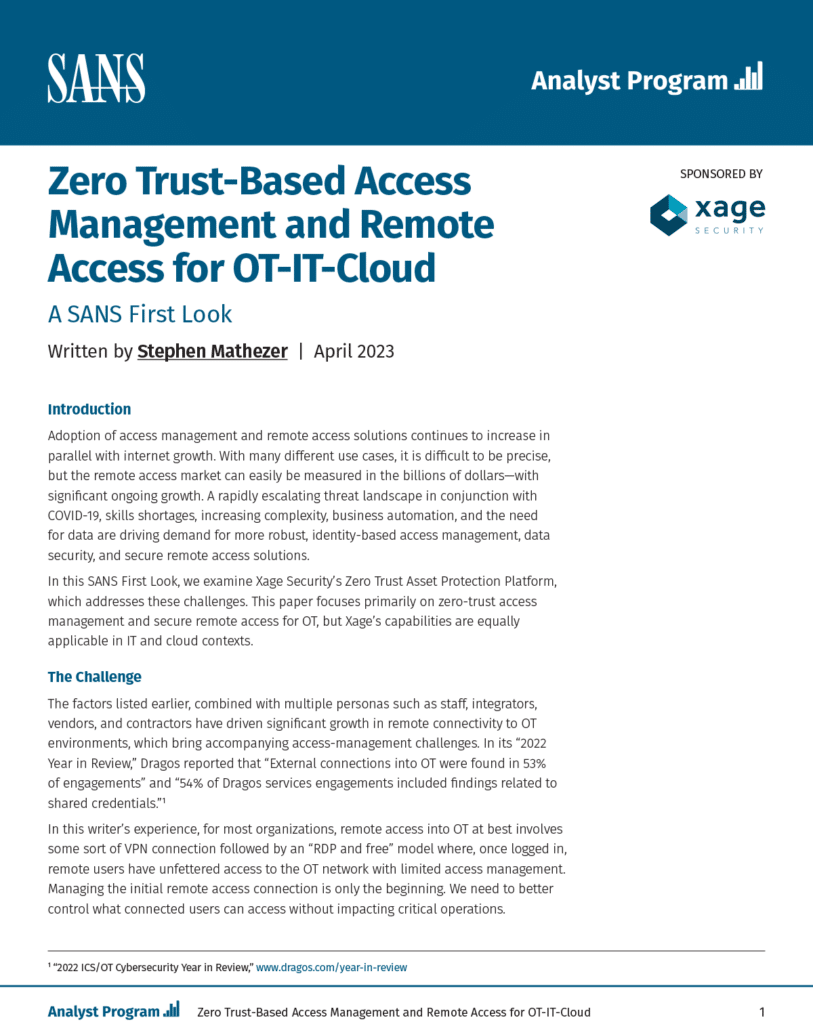OT Remote Access Solution | Xage Security